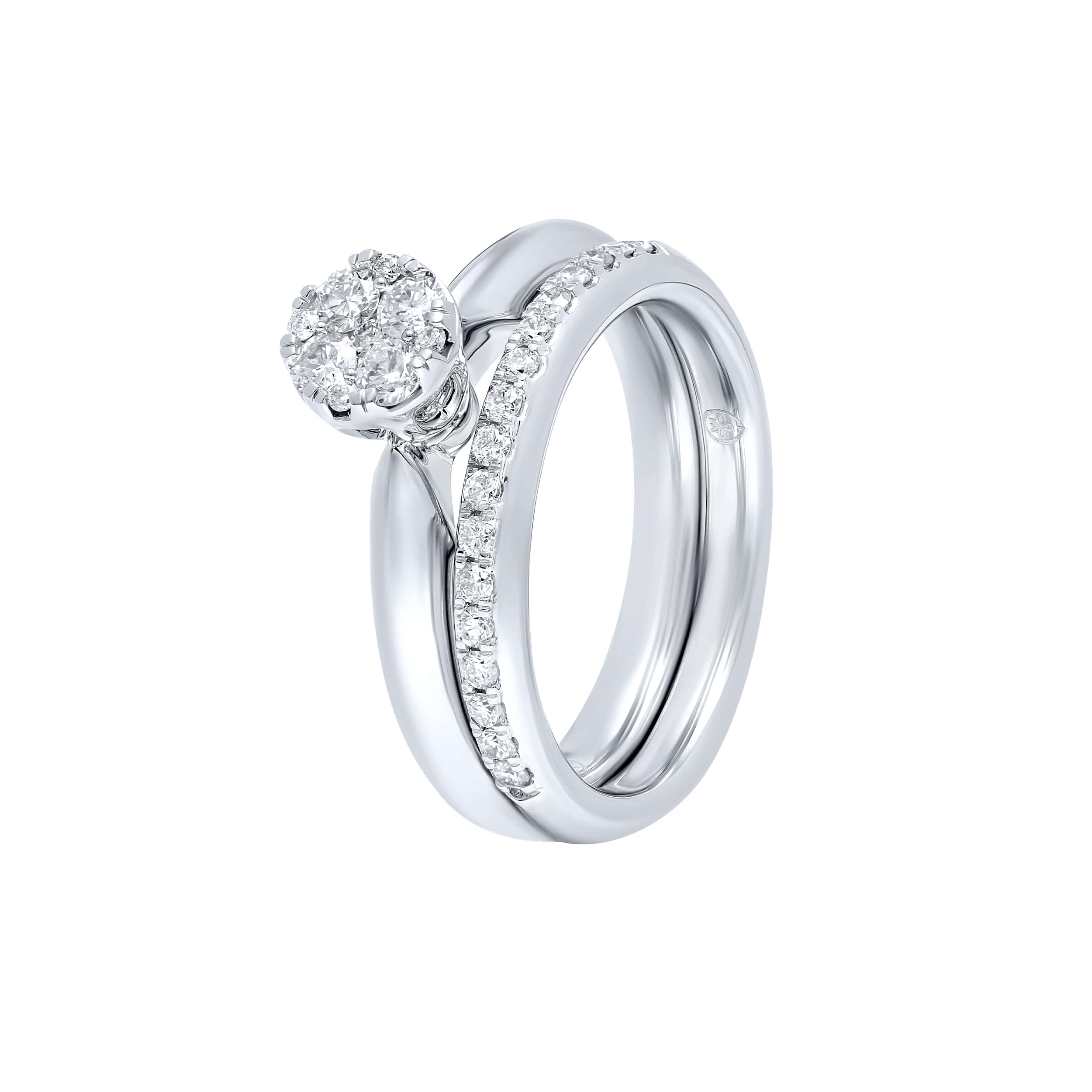 Elegant Grandeur TWINS 18K Diamond Twin Rings in White Gold – Dolce ...